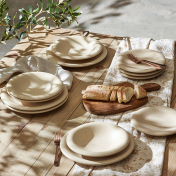 Stone + Lain Aro Stoneware Cream Matte Dinnerware Set | 24-Piece ...