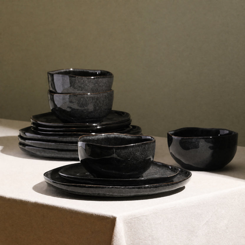 Stone Lain Mirella Stoneware Dinnerware Set, Includes Glasses, Blue ...