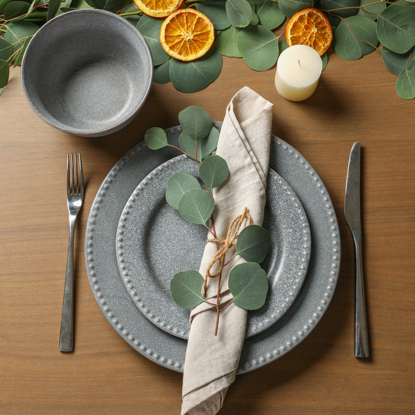 Stone + Lain Aro Stoneware Cream Matte Dinnerware Set | 24-Piece ...