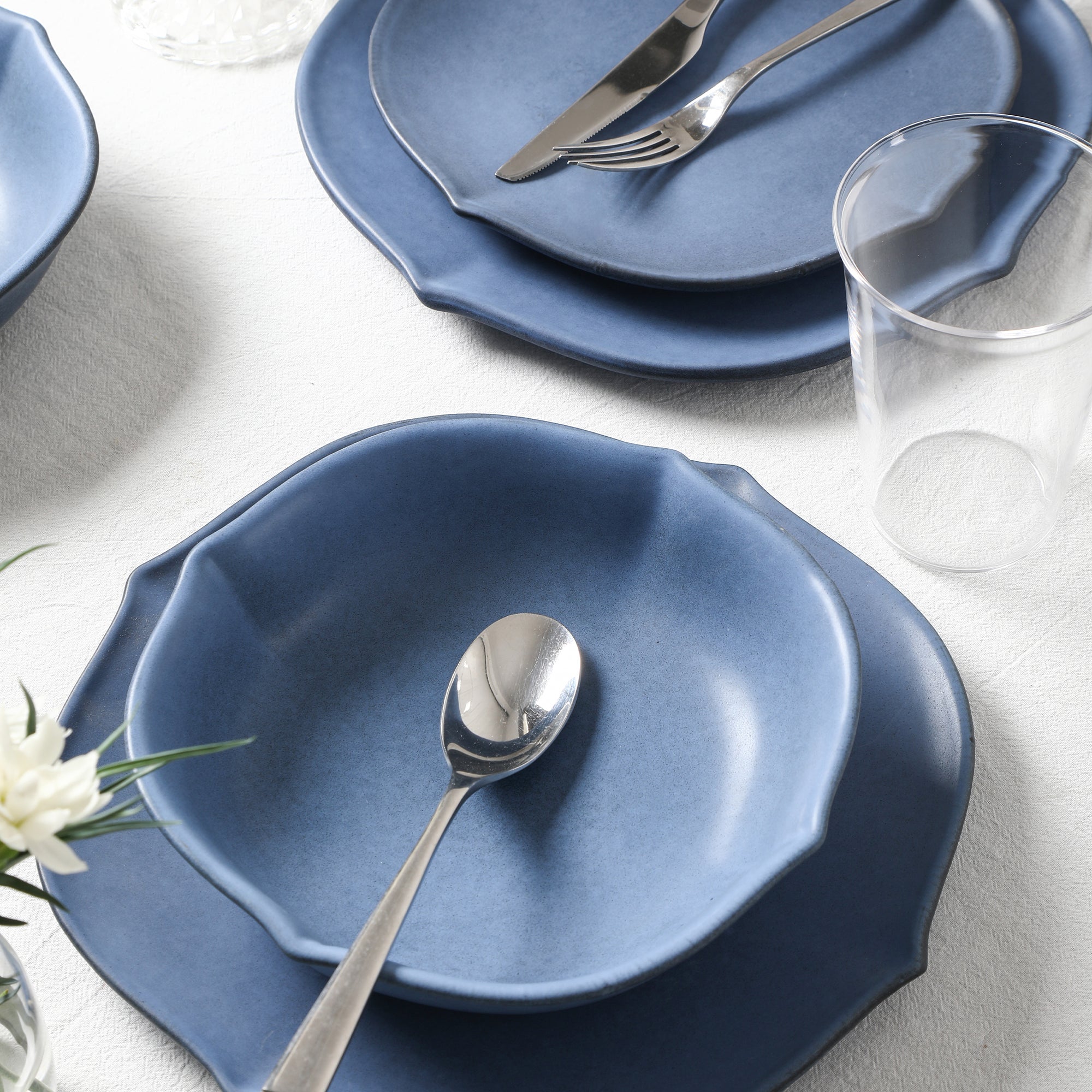 Baskerville Stoneware, Borosilicate Glass Dinnerware Set - Blue ...